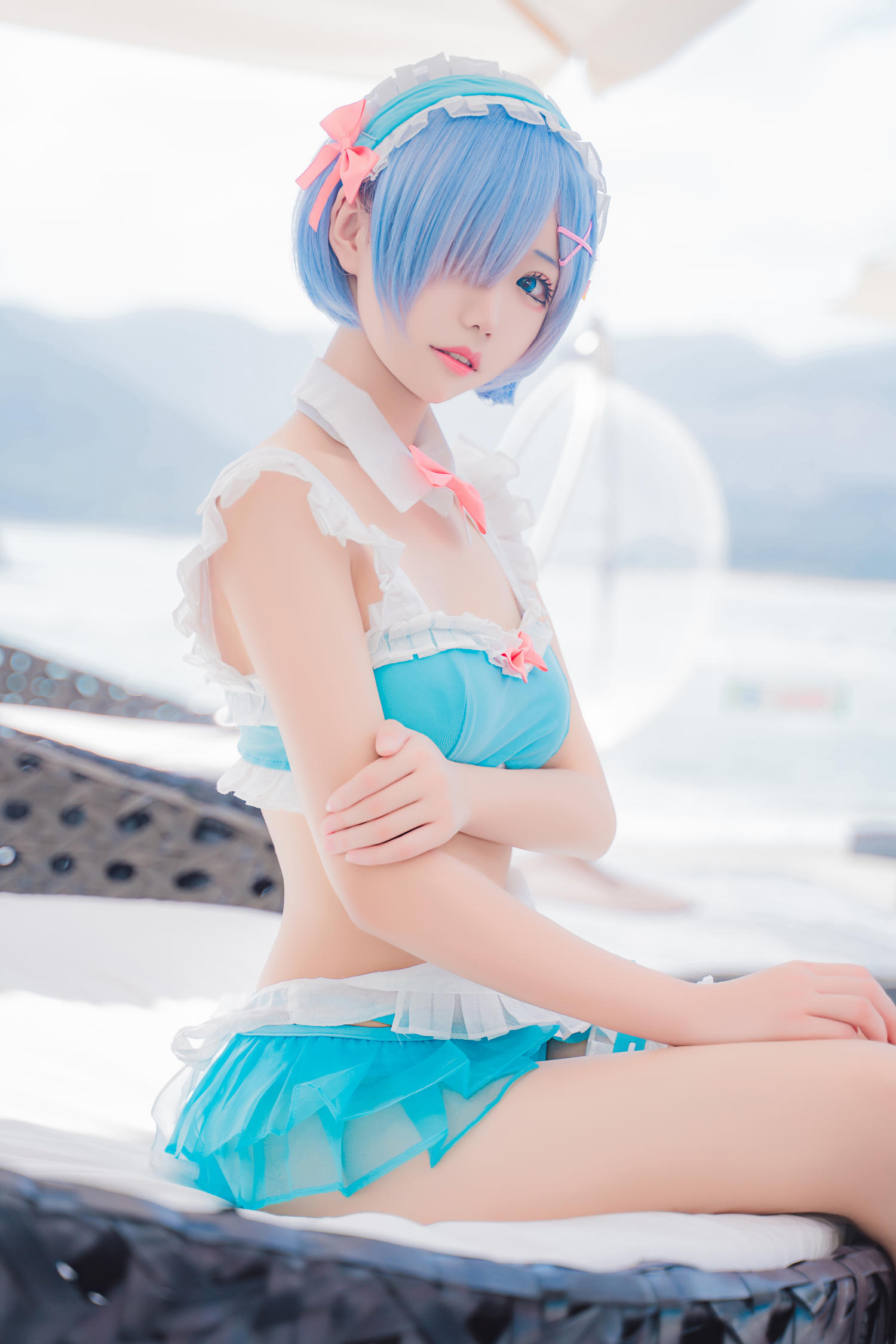 猫君君_MaoJun – 蕾姆浅蓝色泳装 [50P] – 热力图